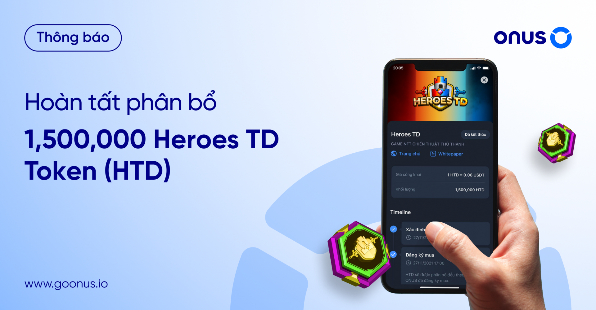 Hoàn tất phân bổ 1,500,000 Heroes TD Token (HTD)