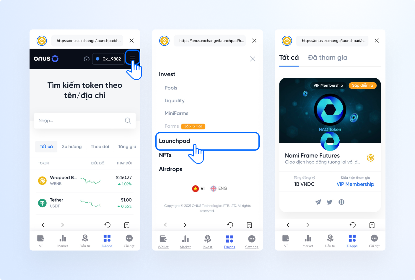 Hướng dẫn tham gia Launchpad Nami Frame Futures (NAO) trên ONUS DeFi