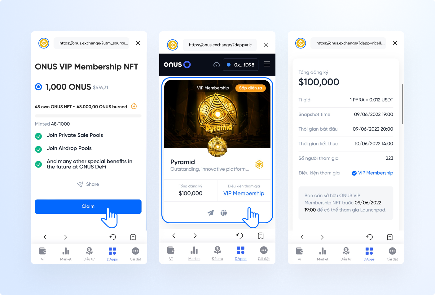 Hướng dẫn tham gia Launchpad Pyramid (PYRA) trên ONUS DeFi
