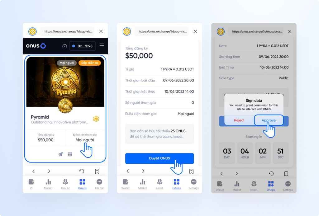 Hướng dẫn tham gia Launchpad Pyramid (PYRA) trên ONUS DeFi