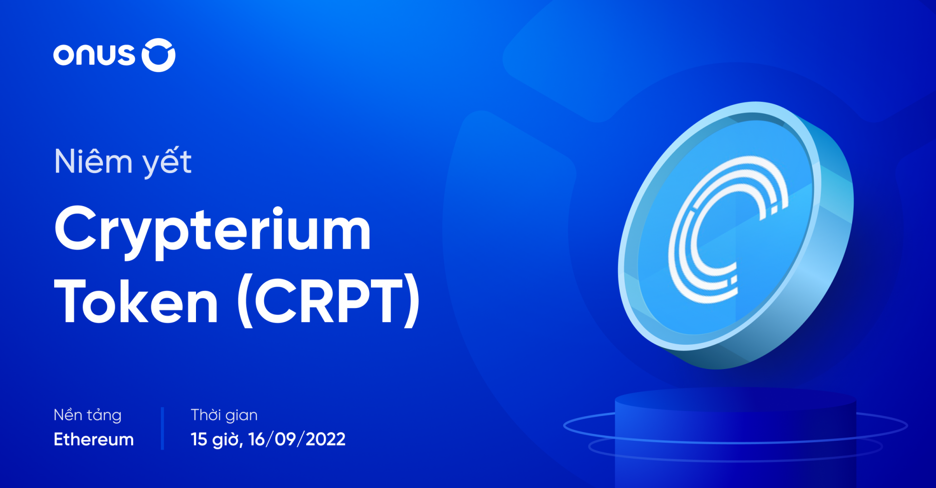 Niêm yết Crypterium (CRPT) trên ứng dụng ONUS