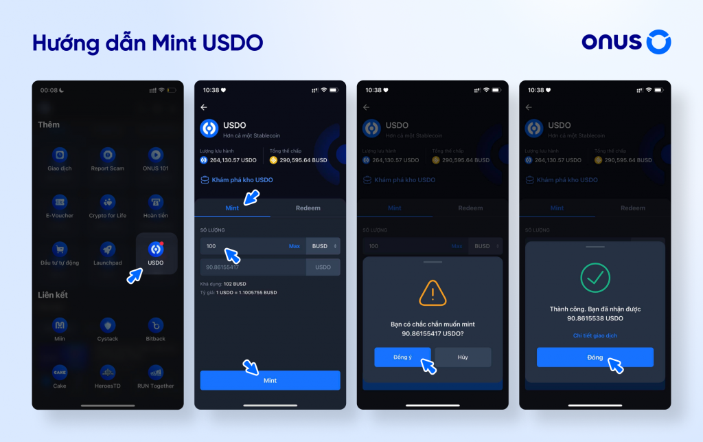 Đã có thể mint USDO trực tiếp trên ứng dụng ONUS