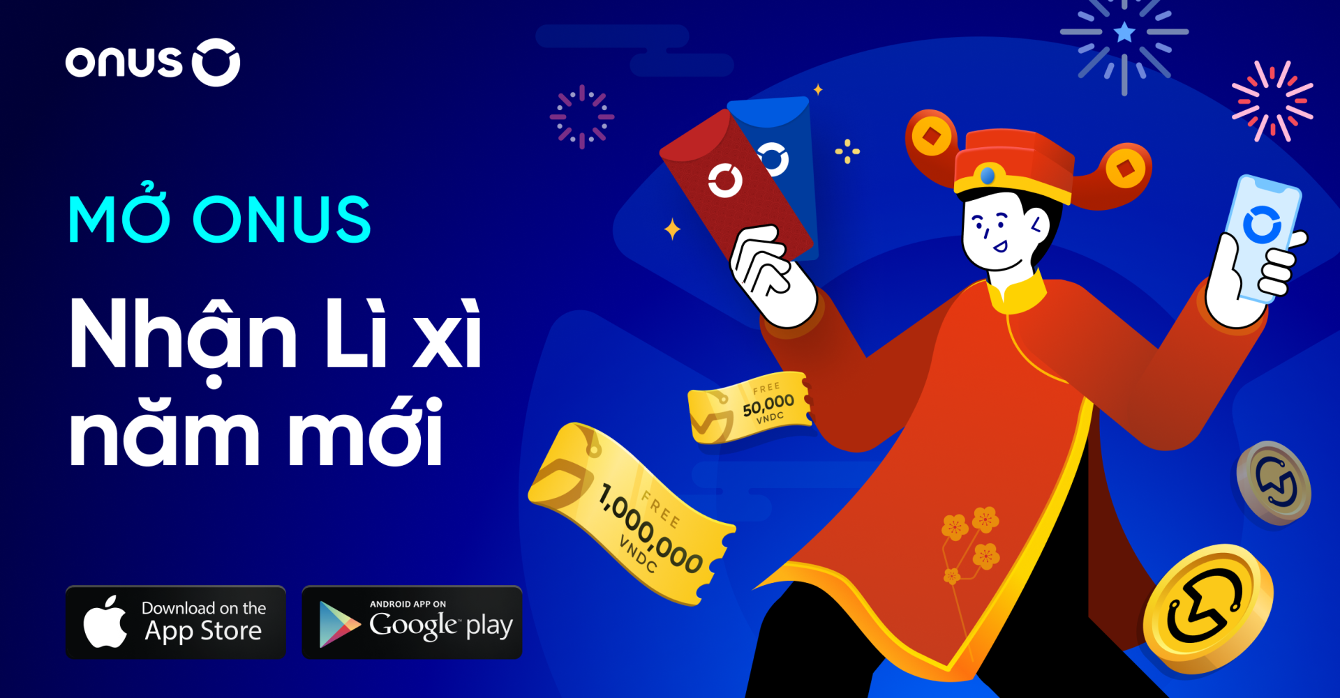 Mở tài khoản ONUS nhận Lì xì năm mới