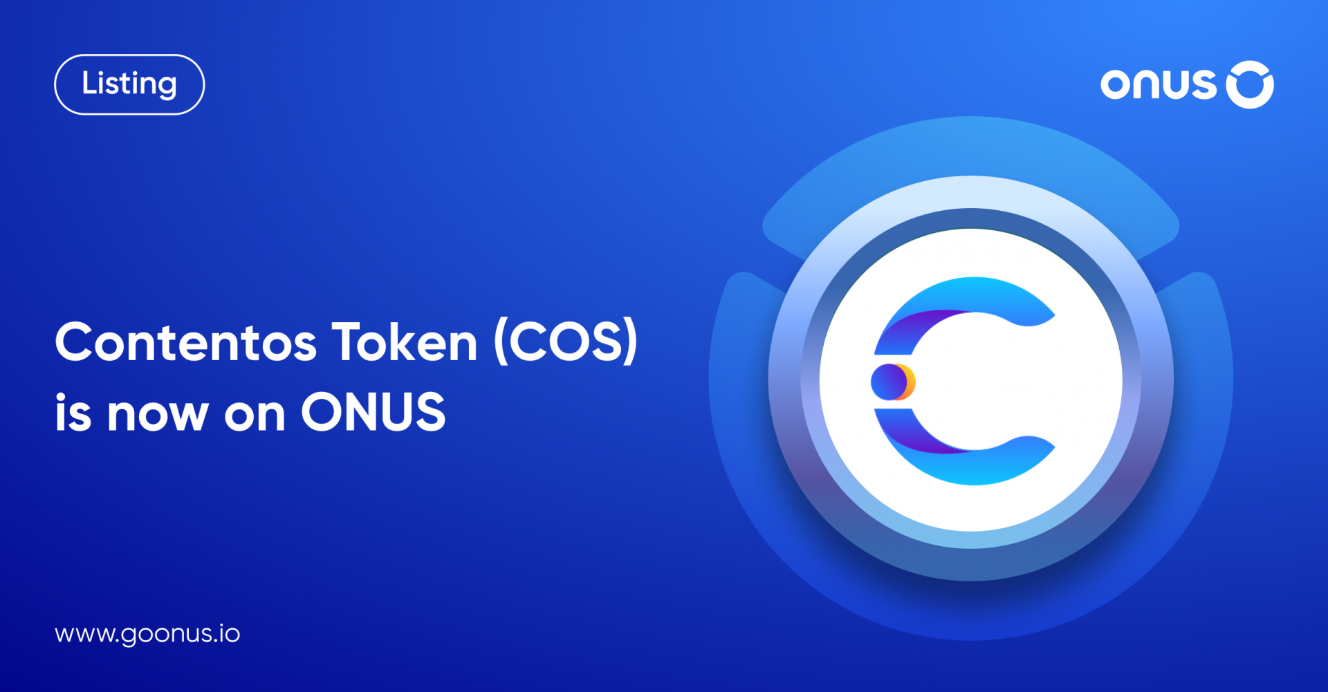 Contentos Token (COS) is now available on ONUS