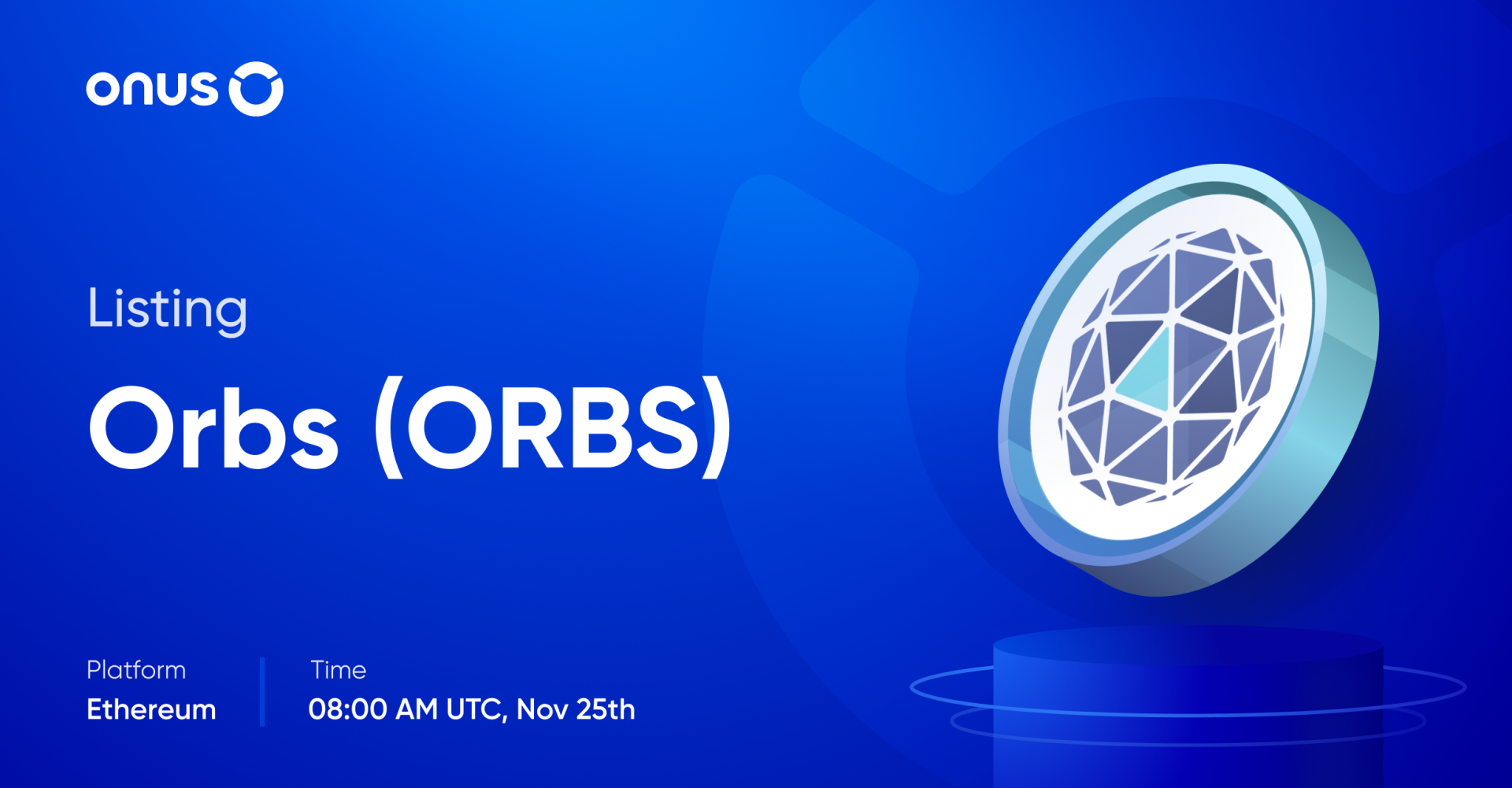 Orbs Token (ORBS) is now available on ONUS