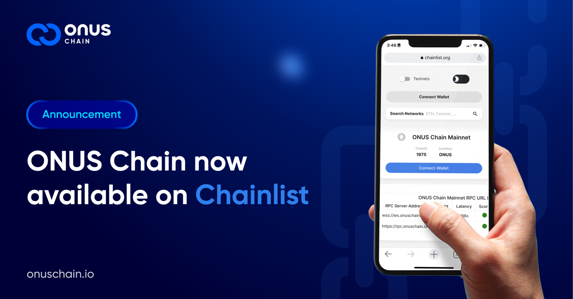 ONUS Chain is now available on Chainlist