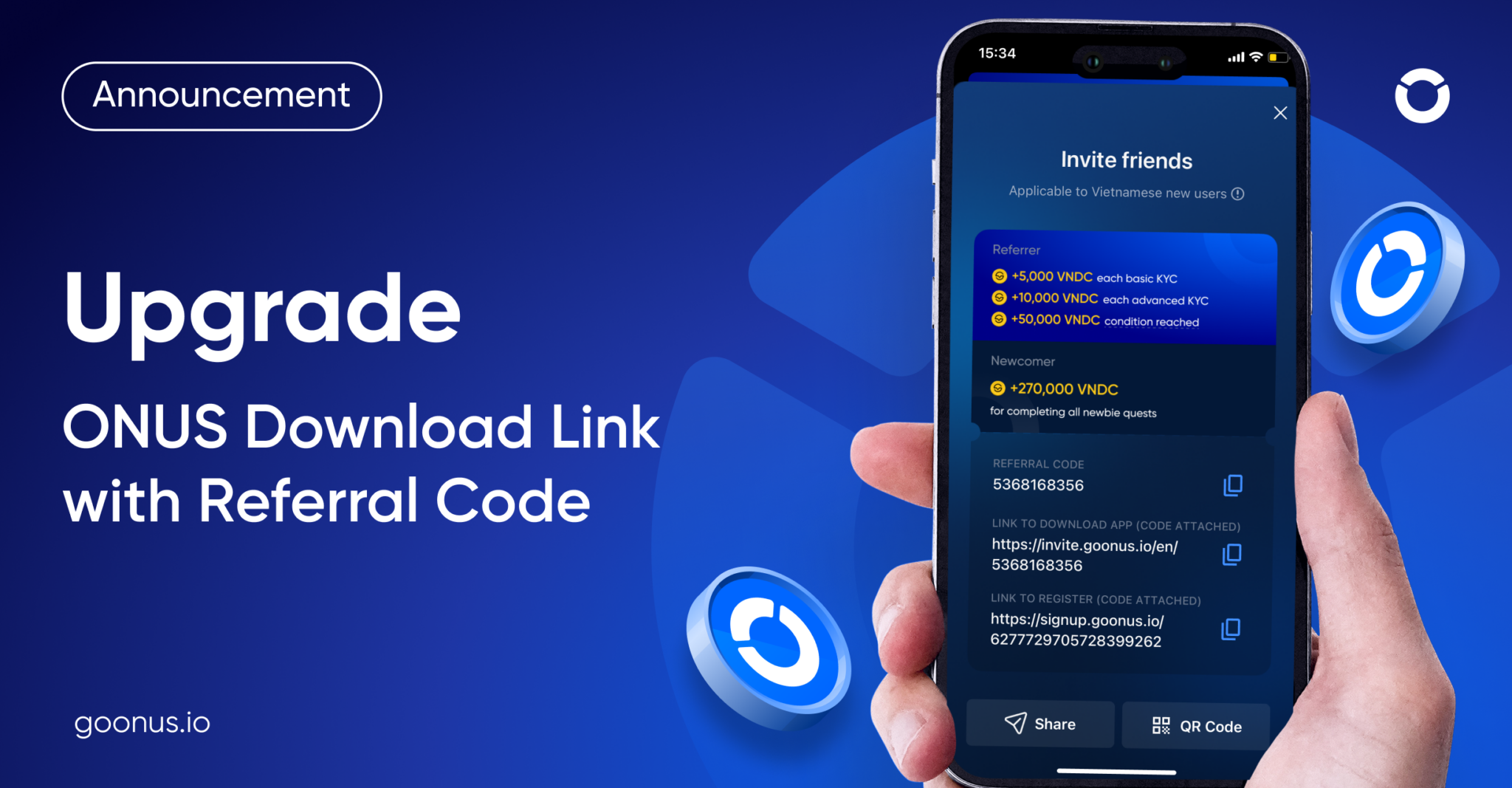 Announcement: Upgrade ONUS Download Link with Referral Code