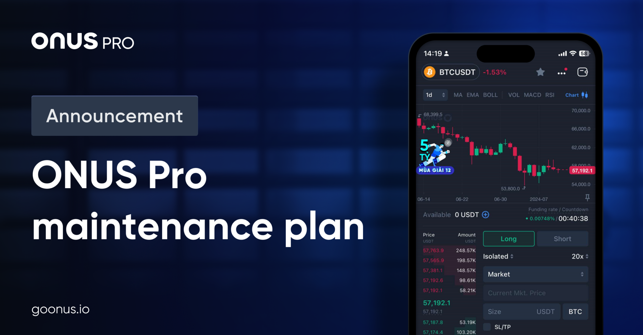Officially launched ONUS Pro exchange